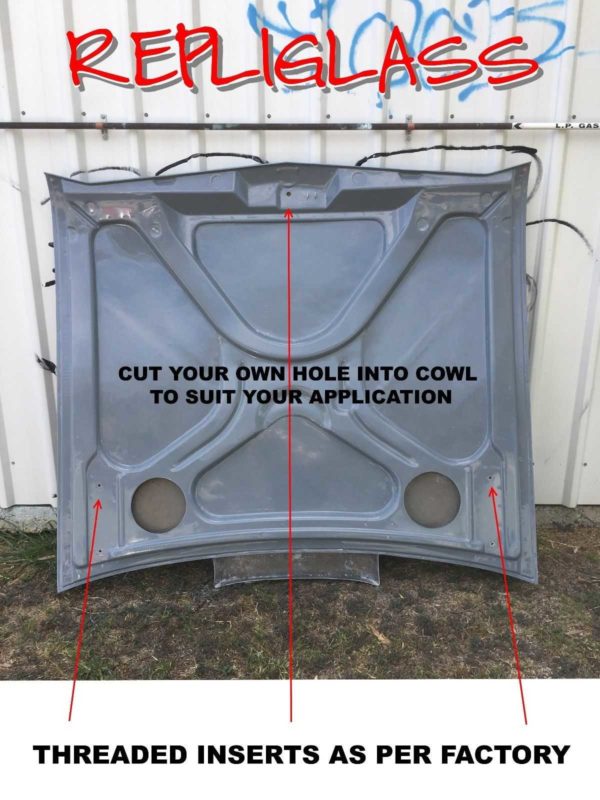 HOLDEN HK / HT / HG 4 ICH REVERSE COWL HINGED BONNET FIBREGLASS WITH ...