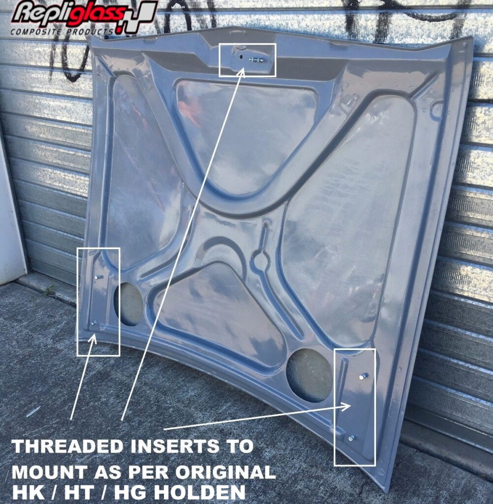 HOLDEN HK / HT / HG 4 INCH REVERSE COWL HINGED BONNET FIBREGLASS WITH ...