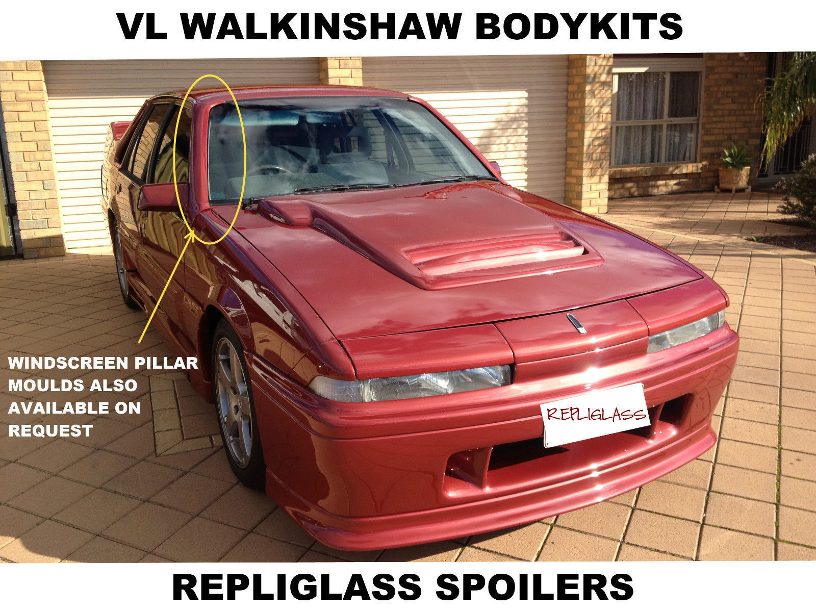 HOLDEN COMMODORE VL AERO WINDSCREEN PILLAR MOULDS (pair) FIBREGLASS ...