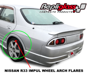 NISSAN SKYLINE R33 IMPUL STYLE REAR WHEEL ARCH FLARES FIBREGLASS ...