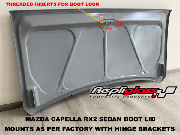 MAZDA RX2 CAPELLA SEDAN FULL FIBERGLASS BOOT LID MOUNTS AS PER FACTORY ...
