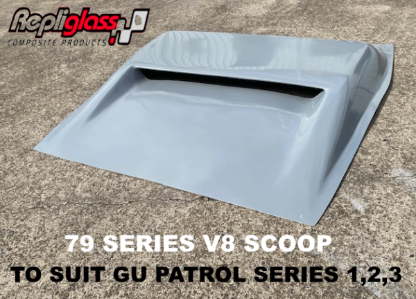 NISSAN PATROL GU SERIES 1, 2, 3 BONNET SCOOP 79 SERIES V8 STYLE SCOOP Designed to be bonded down ...