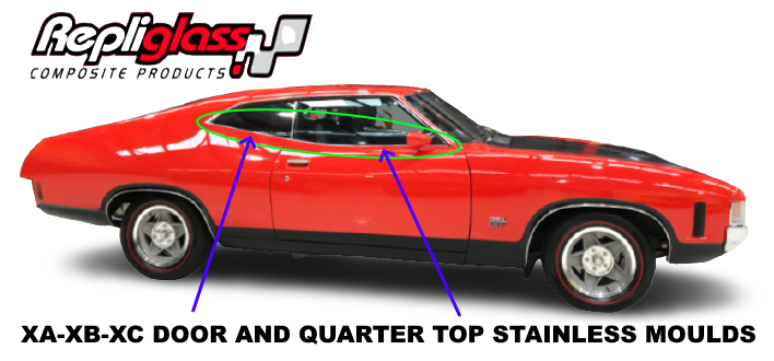 FORD FALCON XA XB XC GT COUPE TOP DOOR AND REAR 1/4 PANEL TOP STAINLESS ...