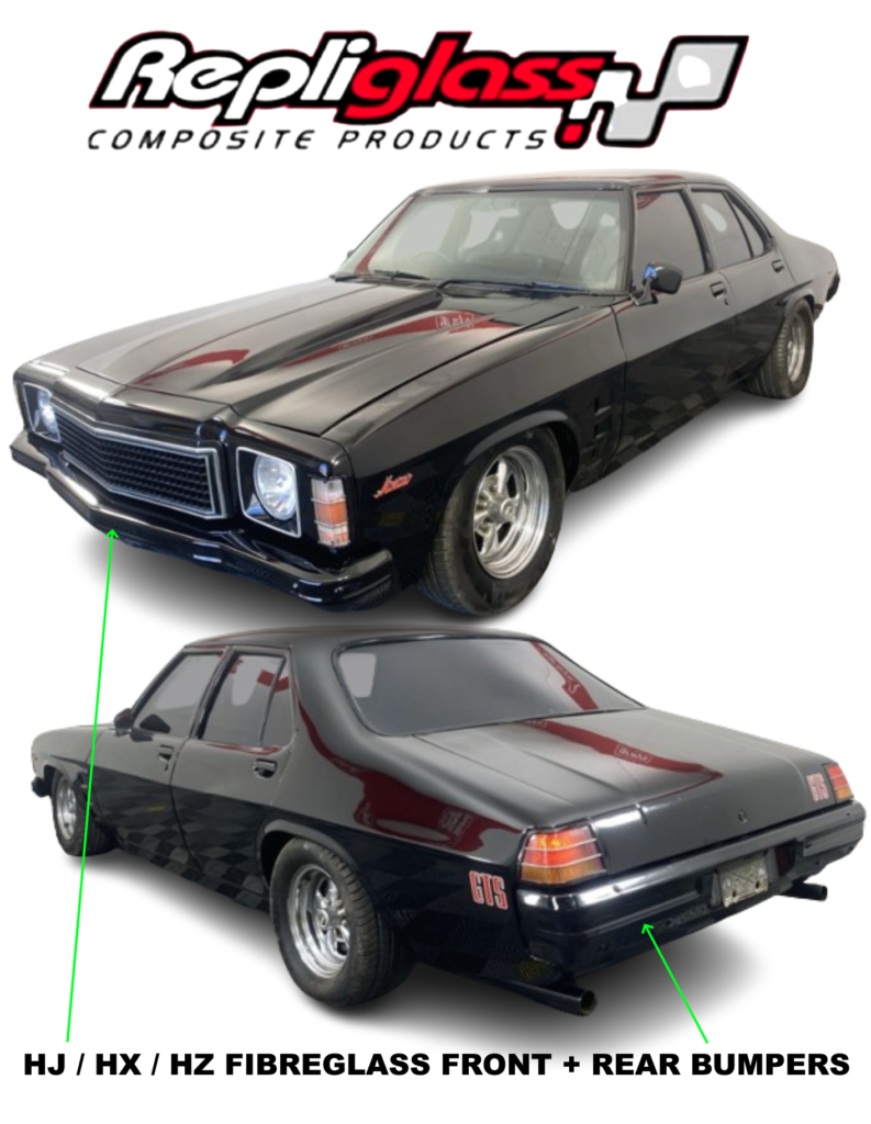 HOLDEN HJ / HX / HZ SEDAN FIBREGLASS FRONT + REAR BUMPER BARS KINGSWOOD ...