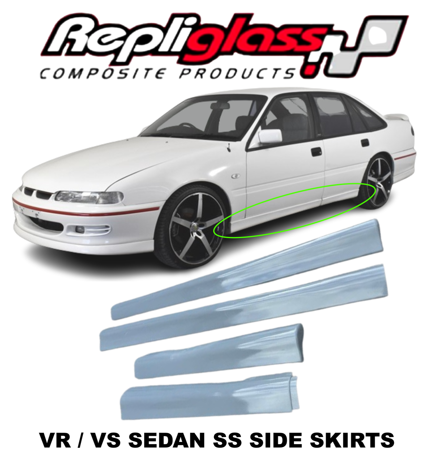 HOLDEN COMMODORE VR / VS SEDAN SS and S PAC STYLE SIDE SKIRTS TWO PIECE ...