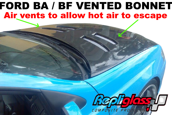 FORD FALCON BA BF VENTED DRIFT BONNET XR6 XR8 Great for reducing under ...